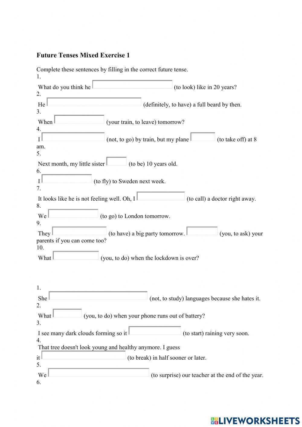 Mixed future ( … | Free Interactive Worksheets | 1862817