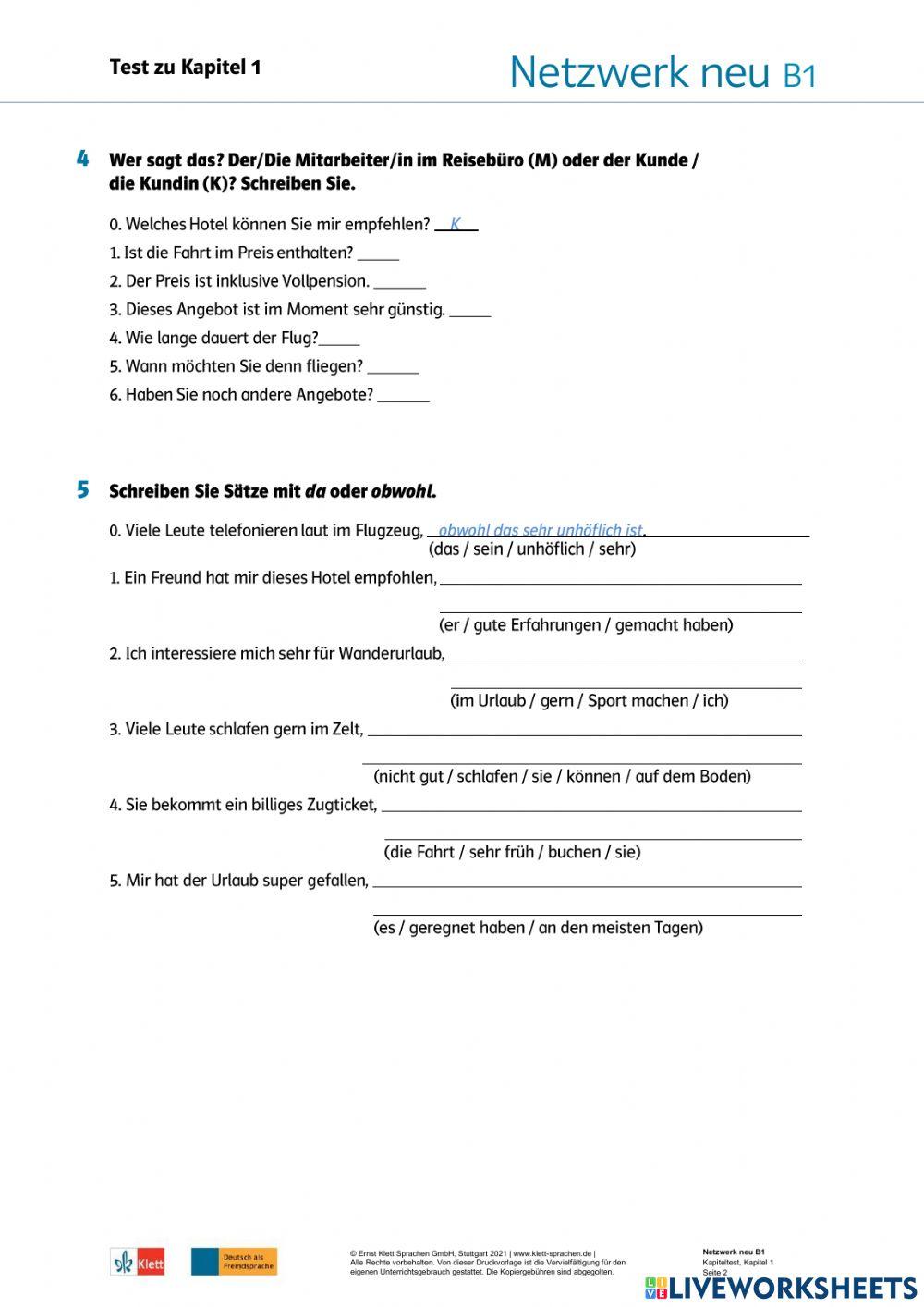 Test B1.1 | Free Interactive Worksheets | 1863253