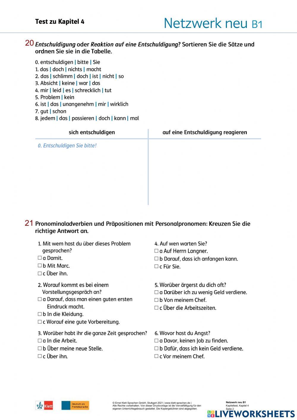 Test B1.1 | Free Interactive Worksheets | 1863253