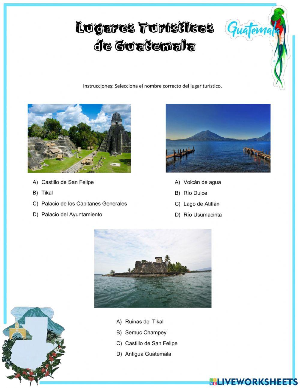 Lugares Turísticos de Guatemala activity | Live Worksheets