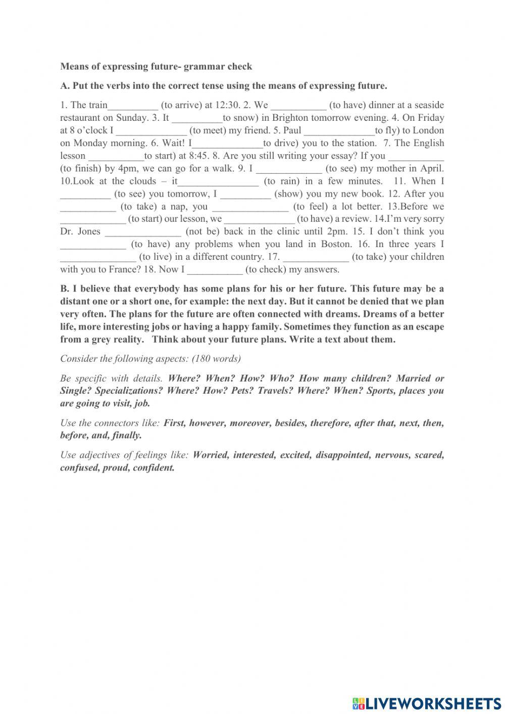 Future and time… | Free Interactive Worksheets | 1863398