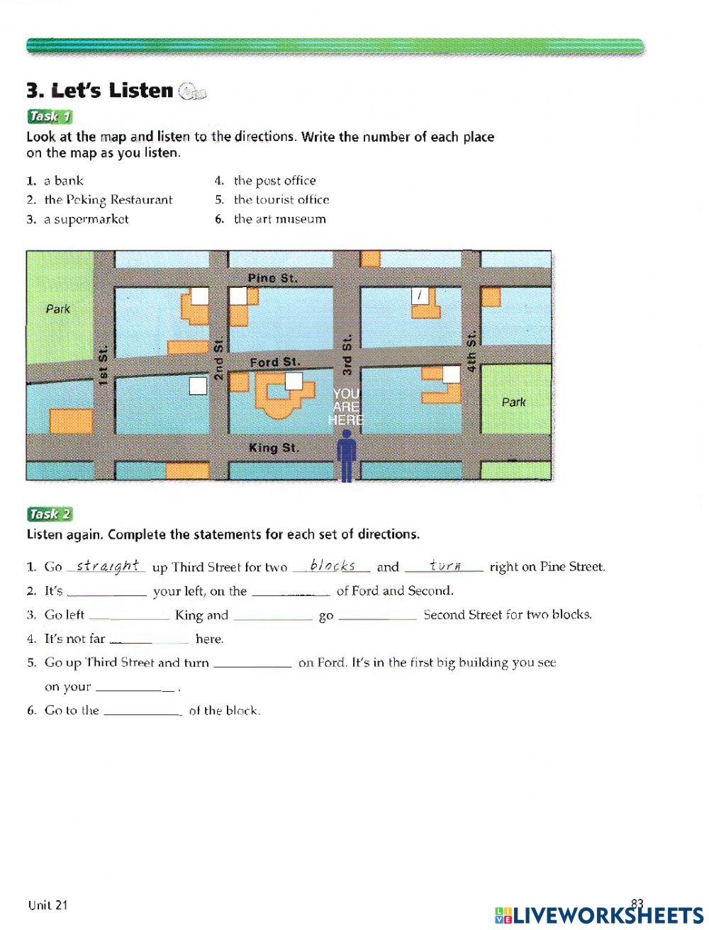 Directions online exercise for | Live Worksheets