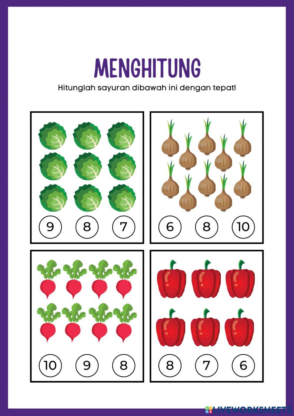 Menghitung dan menghubungkan soal worksheet | Live Worksheets