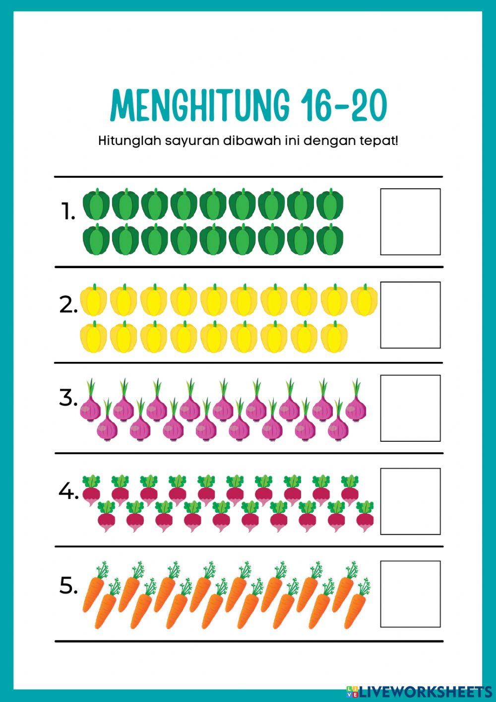 Menghitung dan menghubungkan soal worksheet | Live Worksheets