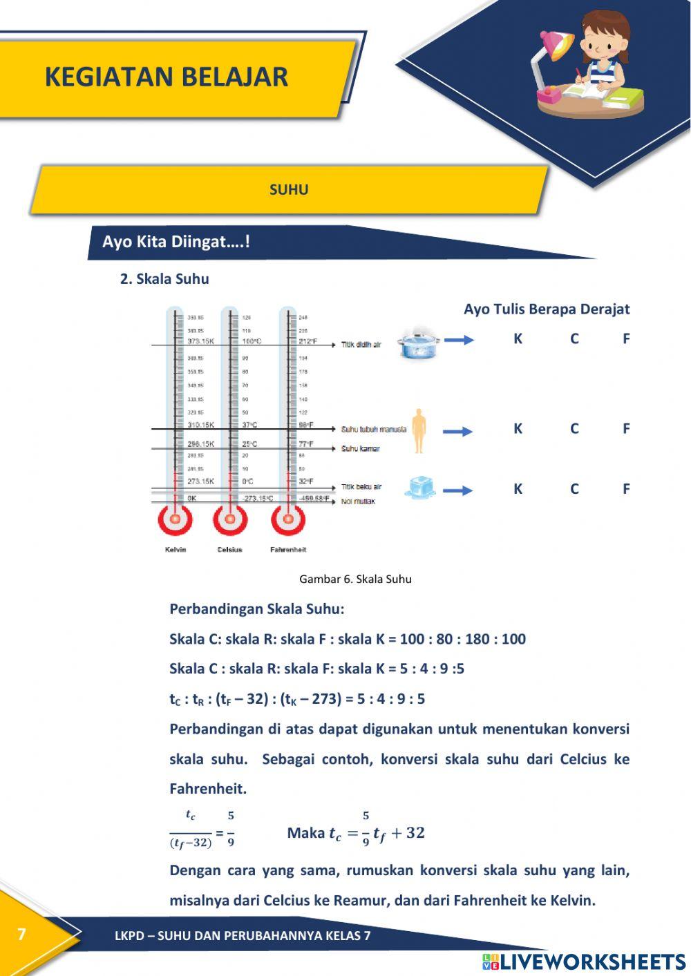 Suhu dan kalor | Free Interactive Worksheets | 1864059