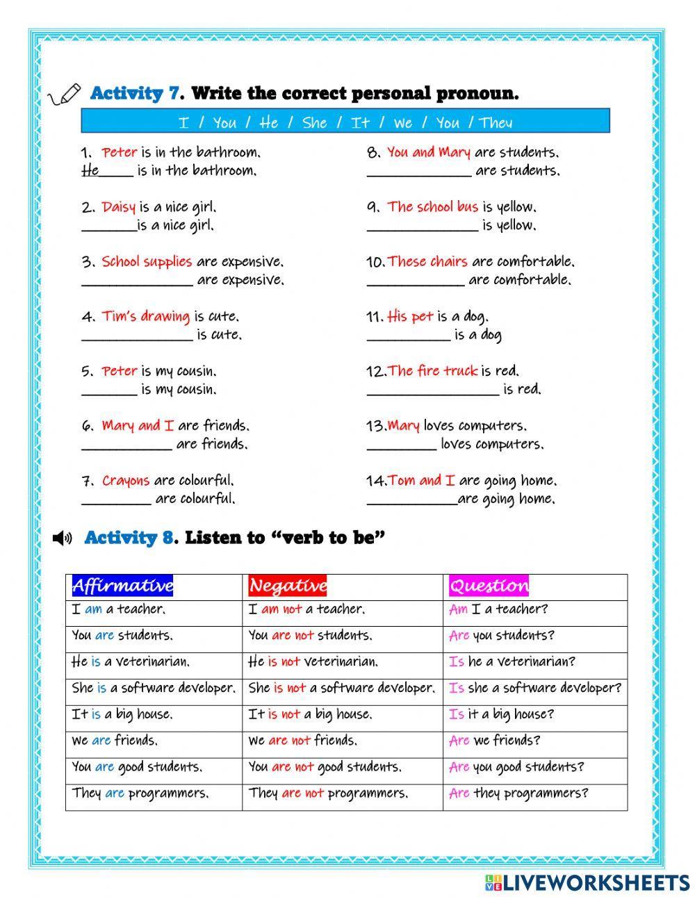 Week 1 English … | Free Interactive Worksheets | 1864335