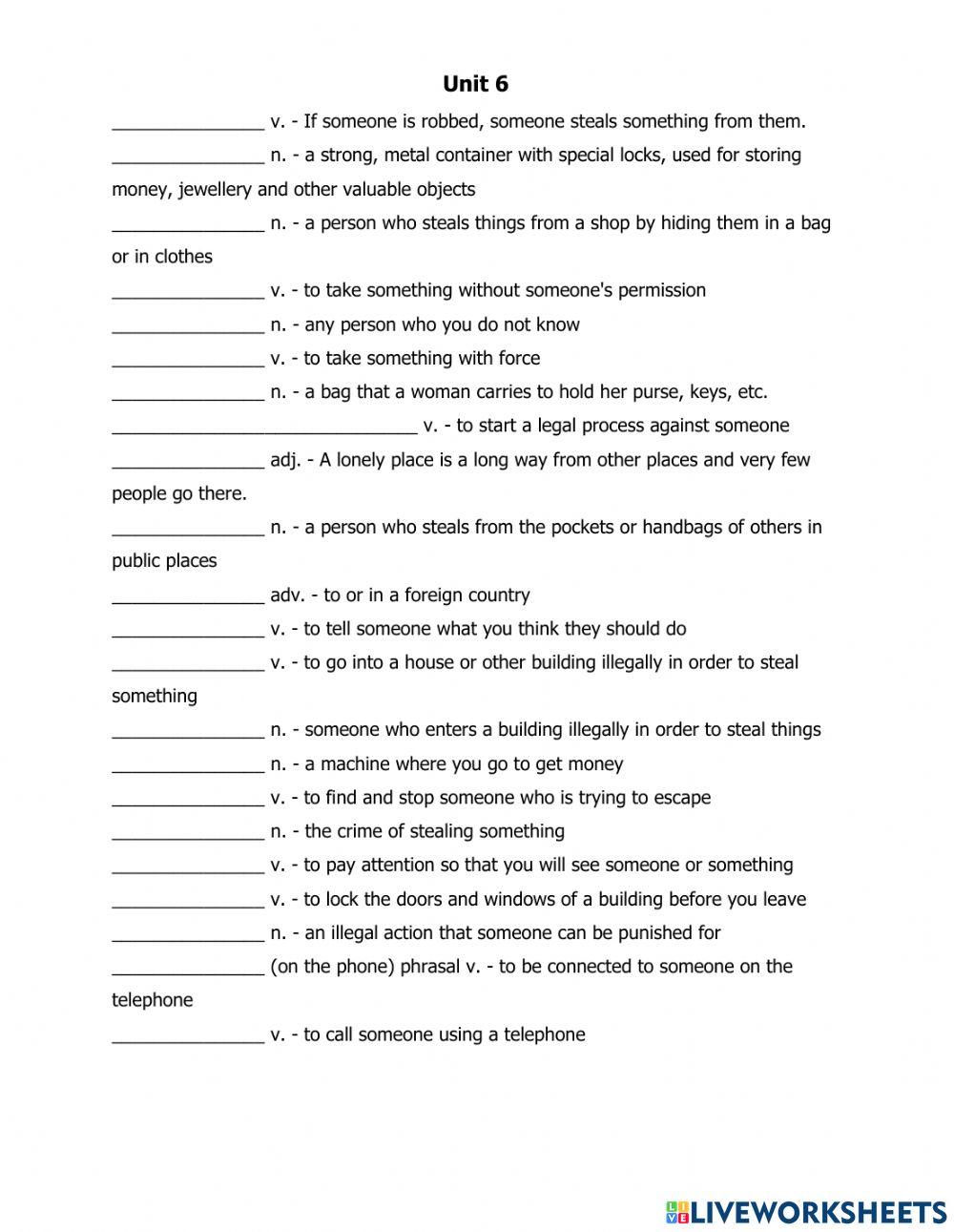 Ielts f2 review list unit 6 vocab worksheet | Live Worksheets