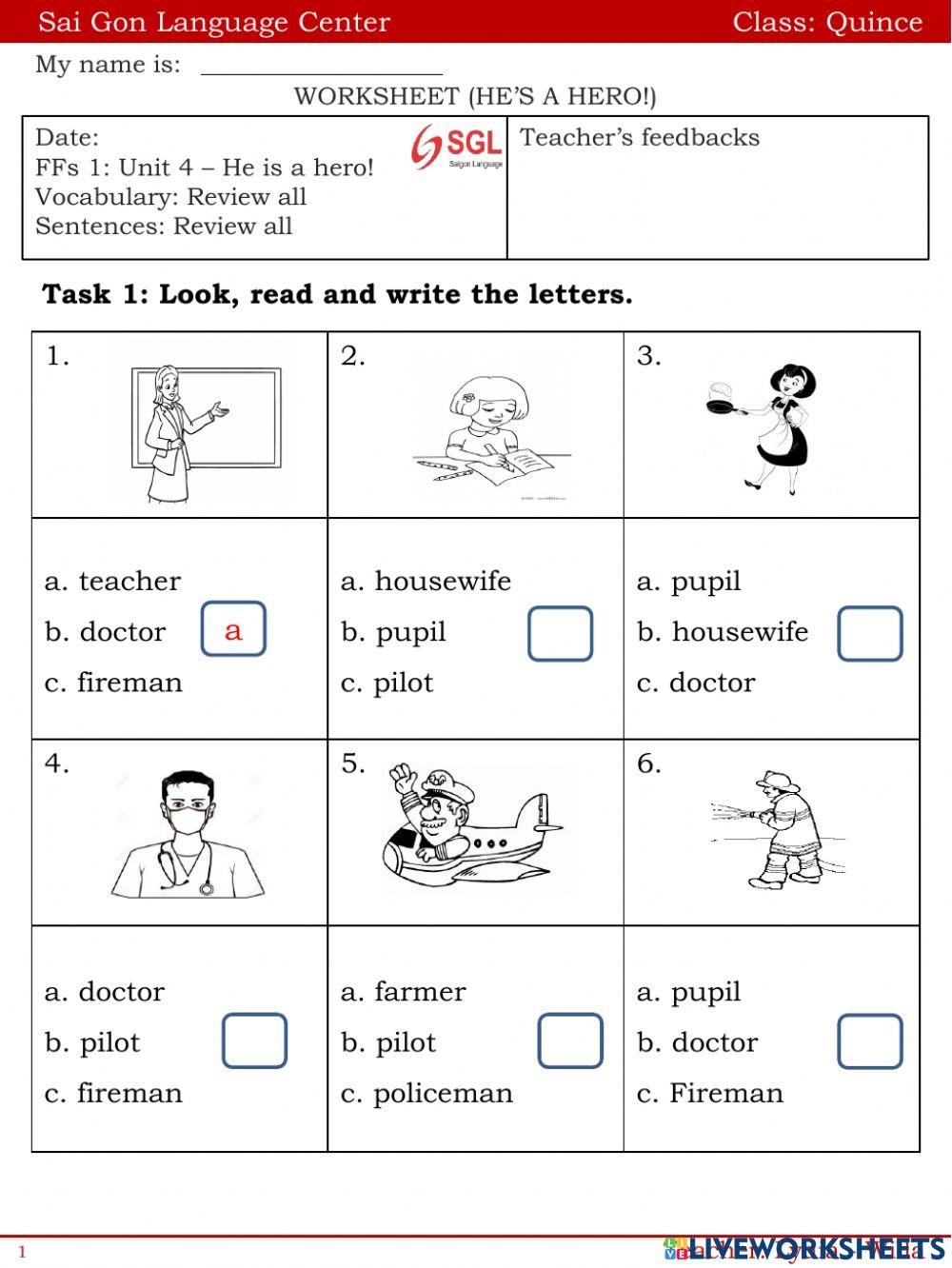 He's a hero! | Free Interactive Worksheets | 1864979