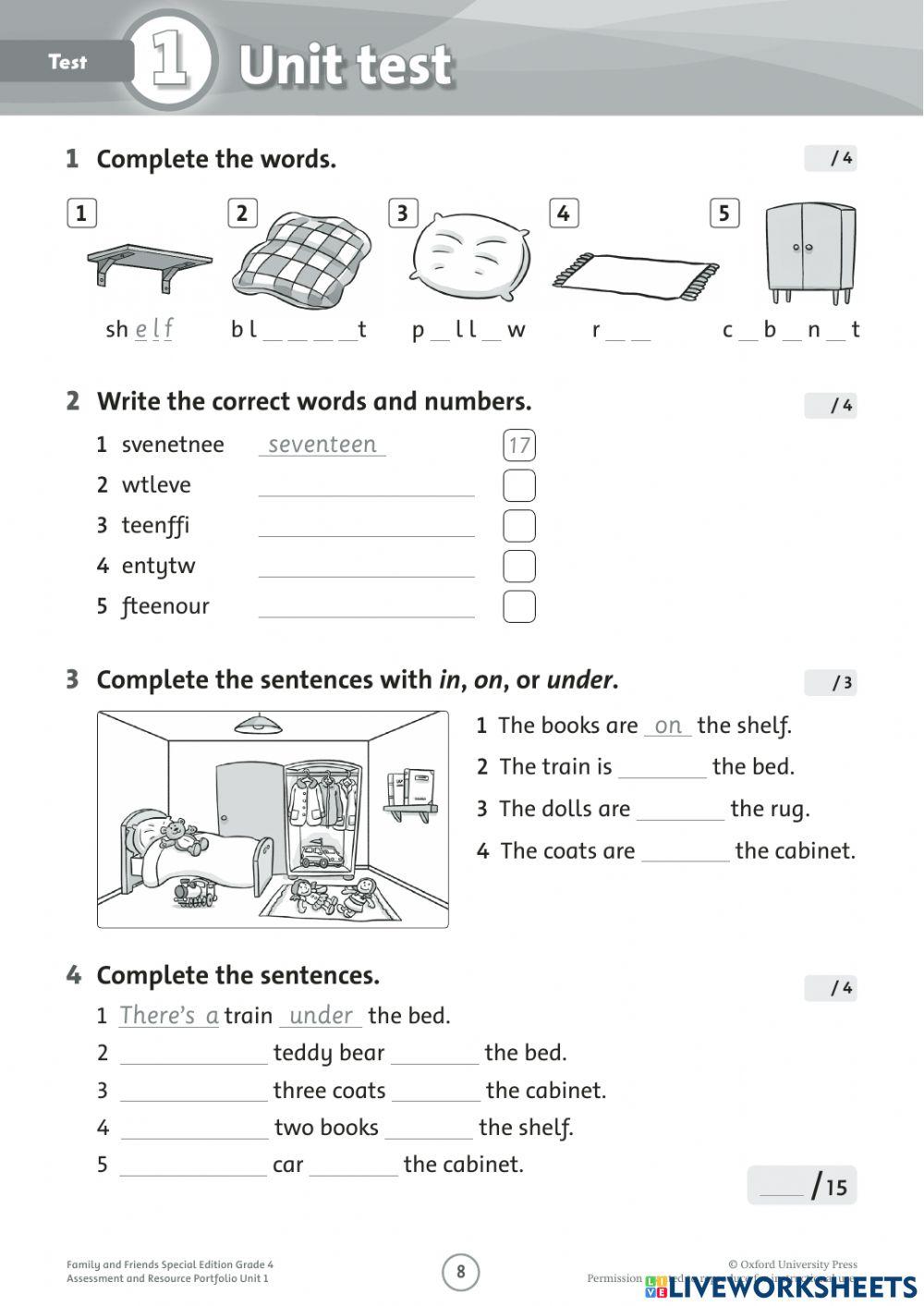 Test unit 1,2 worksheet | Live Worksheets