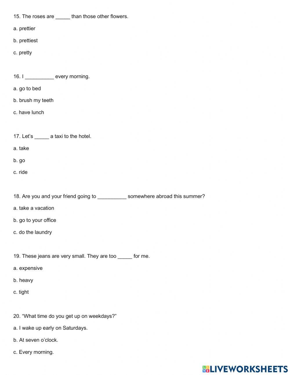 Grammar - vocab… | Free Interactive Worksheets | 1865360