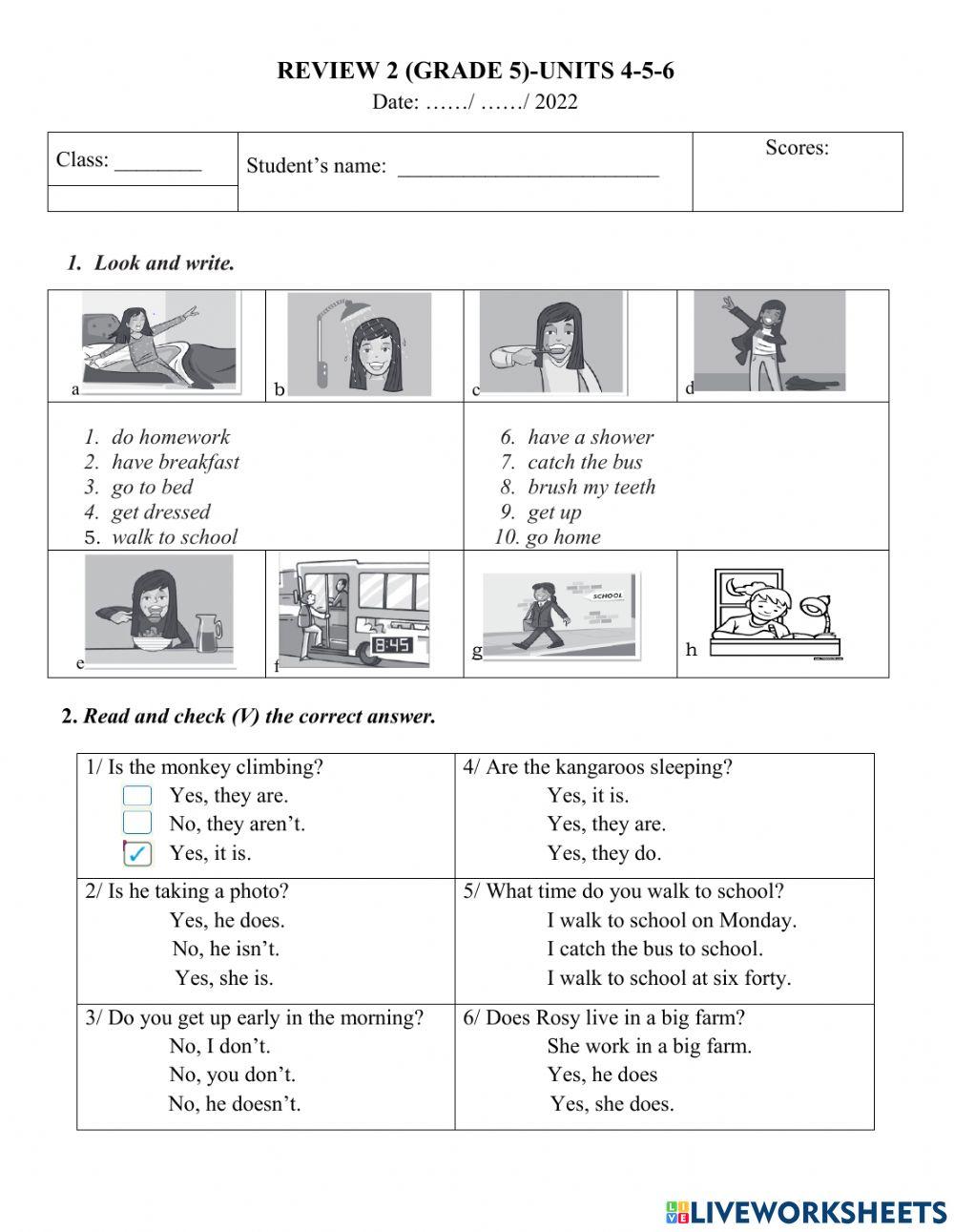 REVIEW 2-UNITS 4-5-6-GRADE 5-NTKH online exercise for | Live Worksheets