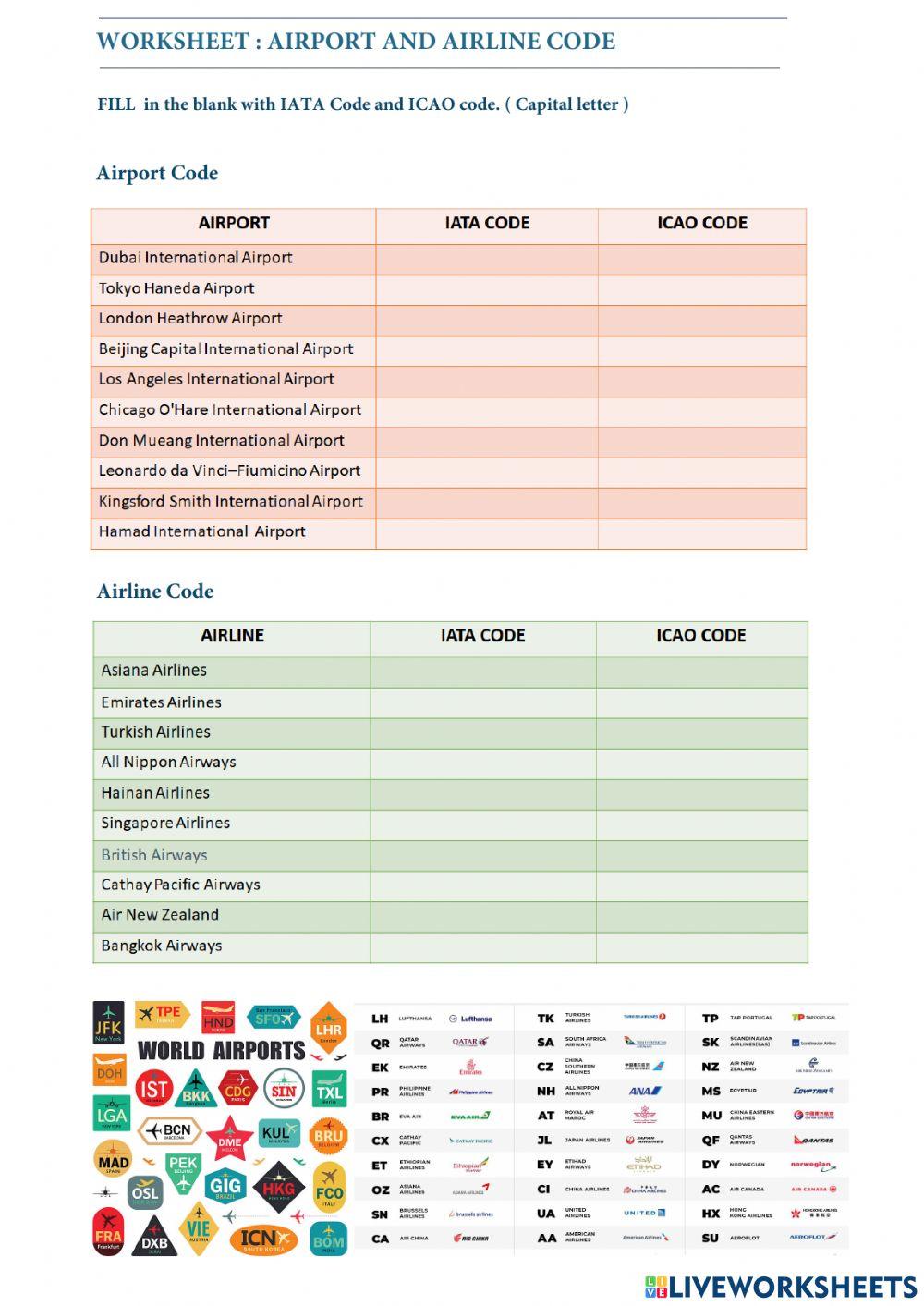 Worksheet : Airline and Airport code 3951571 | Suttha