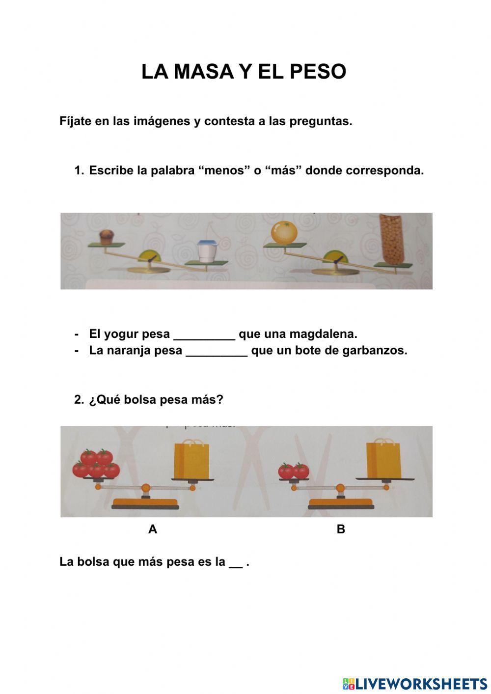 Masa | Free Interactive Worksheets | 1865667