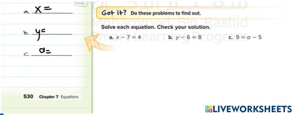 subtraction equations online exercise for | Live Worksheets