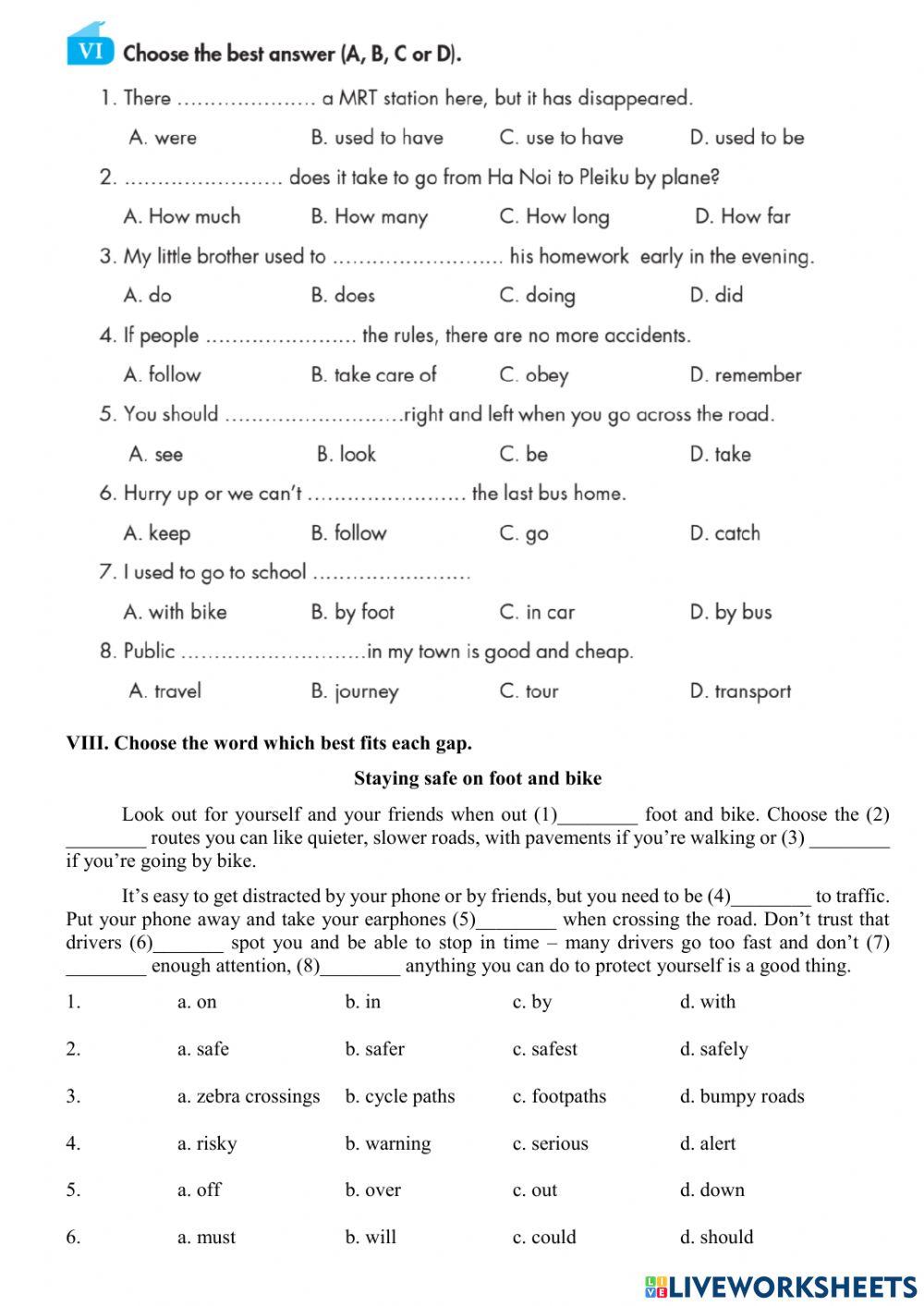 Grade 7 - Unit 7 Exercises Worksheet | Live Worksheets