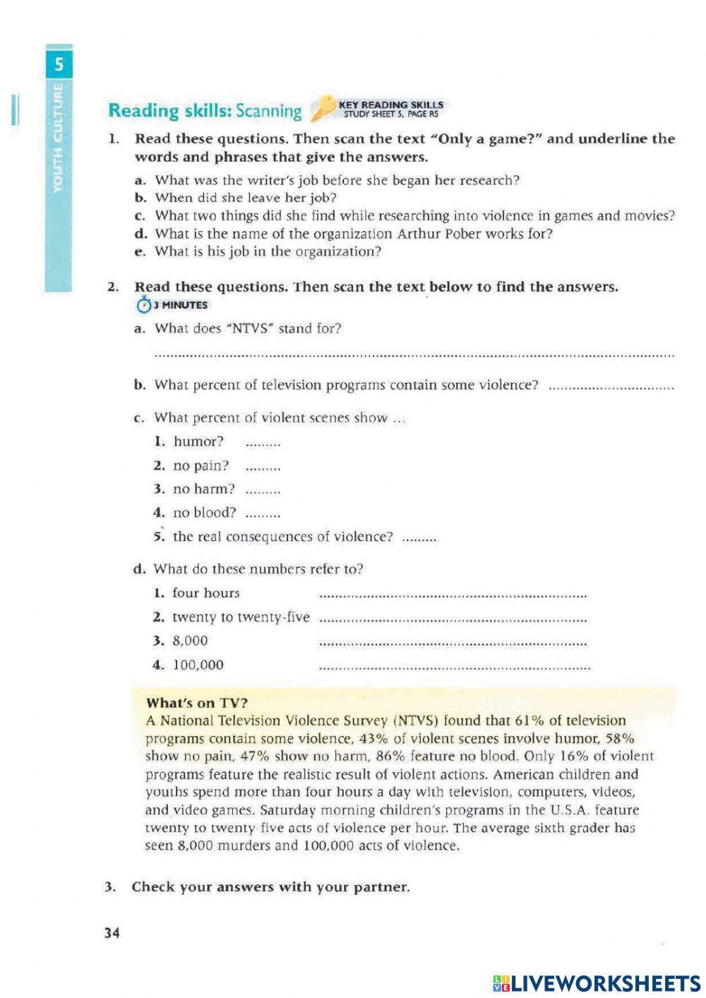 Kids, Movies, and Video Games - Reading skills 1938906