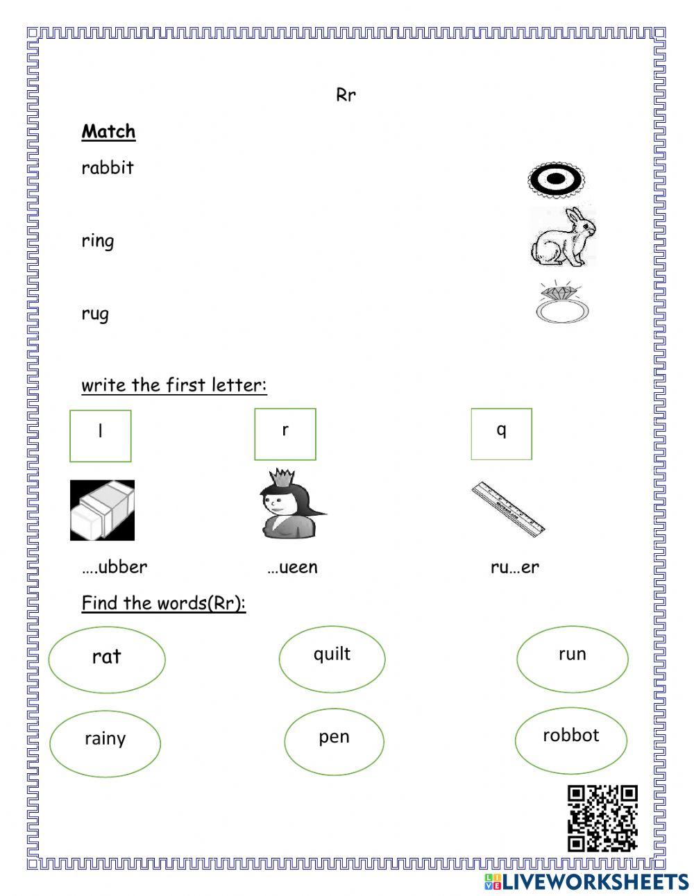 Revision online exercise for kindergarten | Live Worksheets