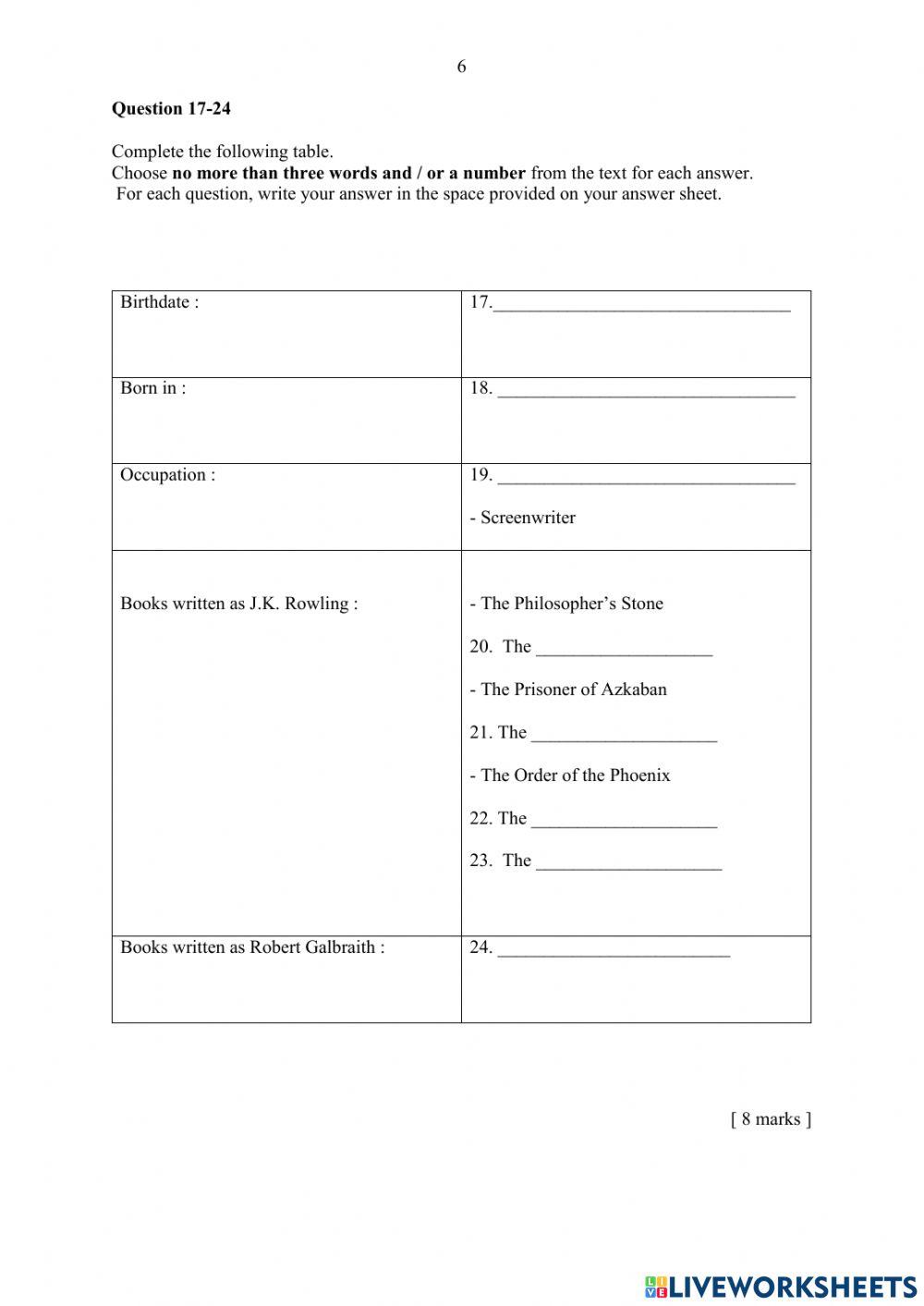 checkpoint f3 english paper 1part 1 online exercise for | Live Worksheets