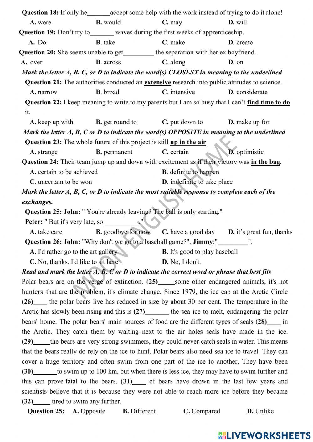 Grade 12- Test 25 (13-2) worksheet | Live Worksheets