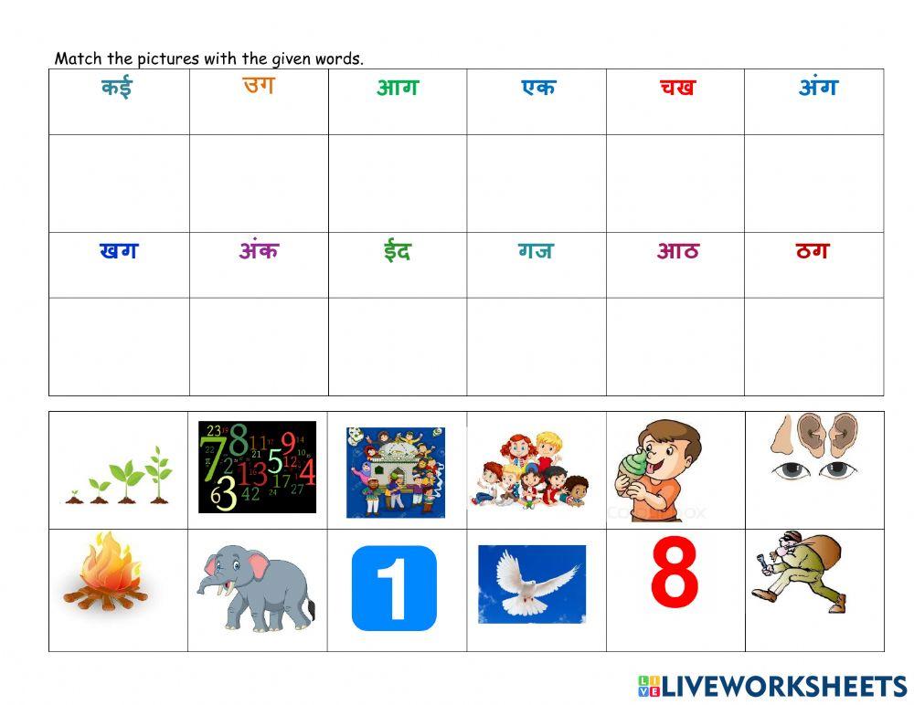 Hindi- words | Free Interactive Worksheets | 1868094