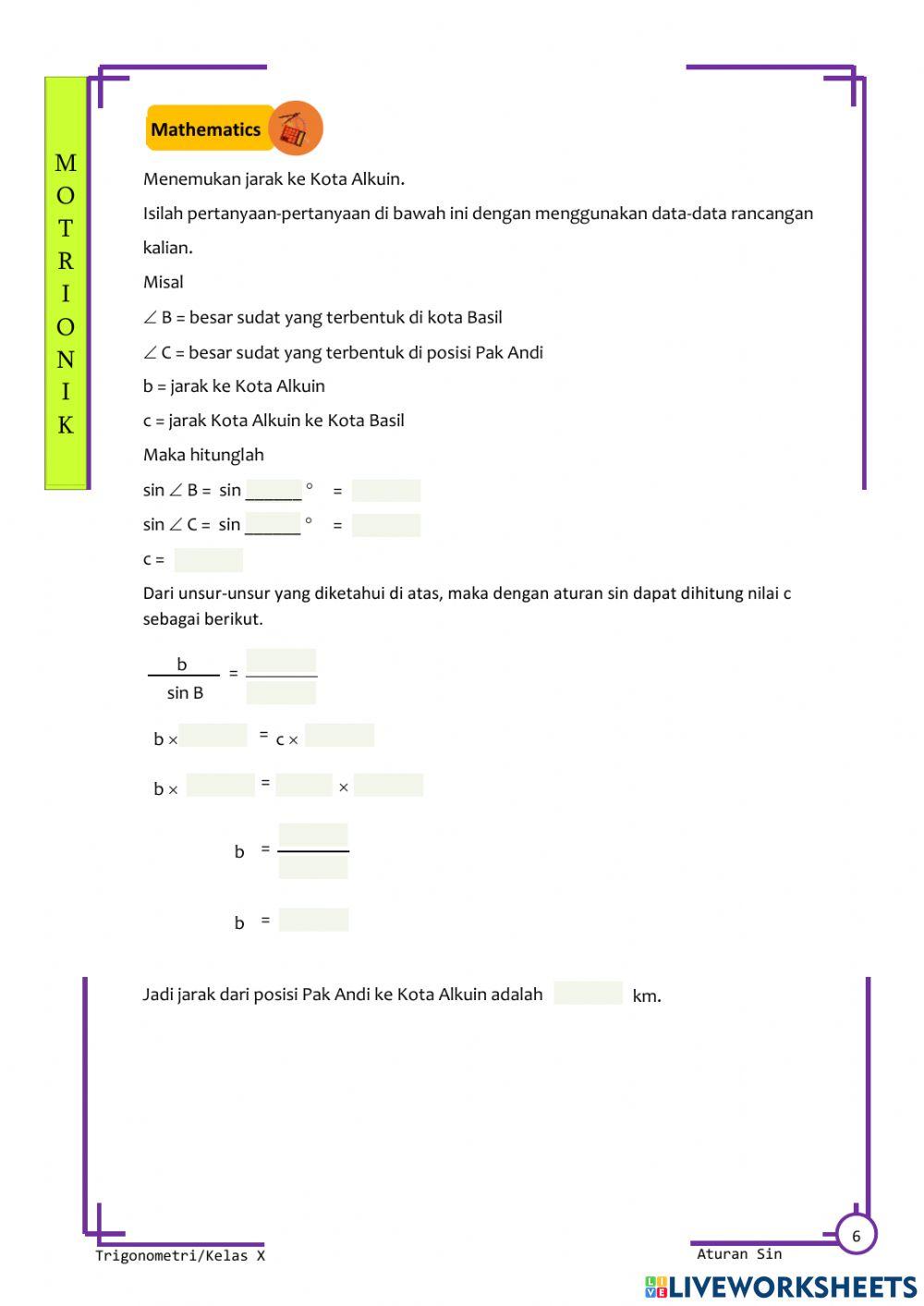 e-Modul 1- Aturan Sin online exercise for | Live Worksheets
