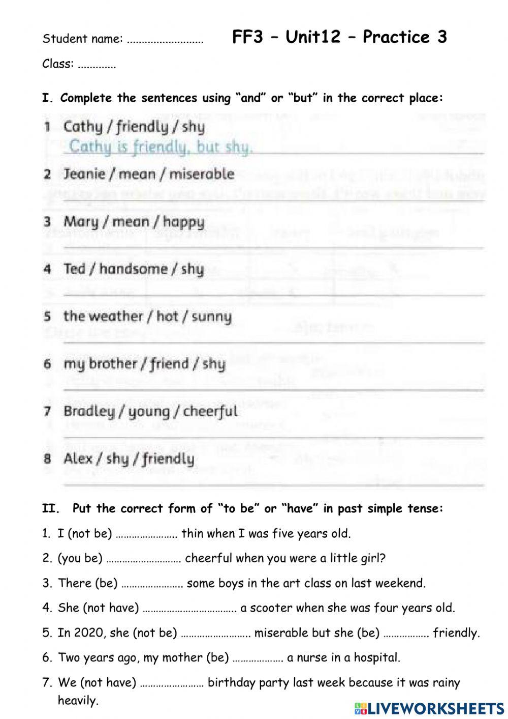 FF3 UNit 12 Pra… | Free Interactive Worksheets | 1868369