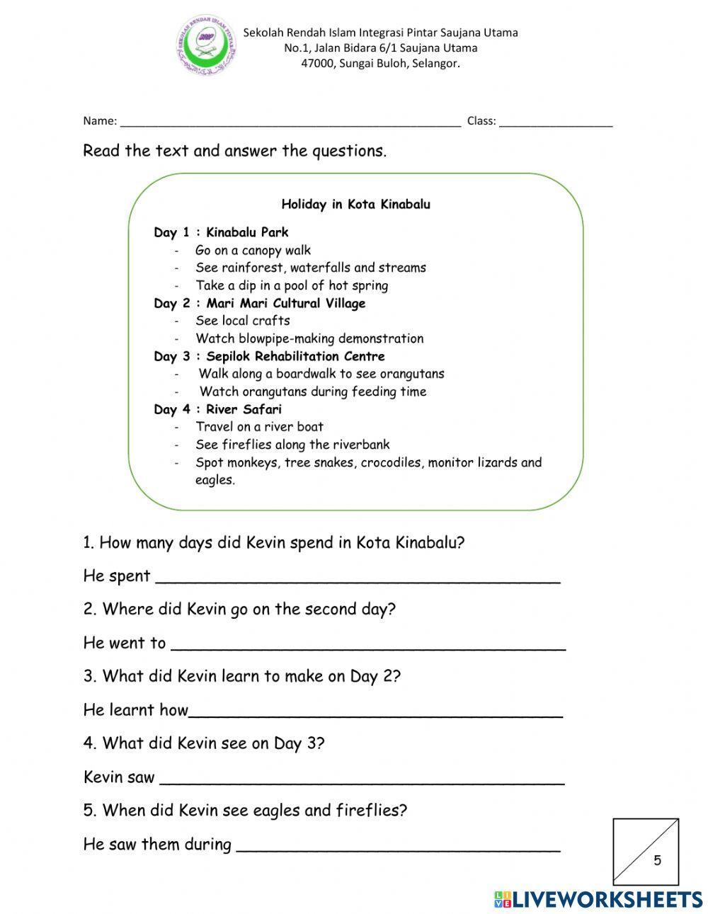 PBD Year 3 worksheet | Live Worksheets