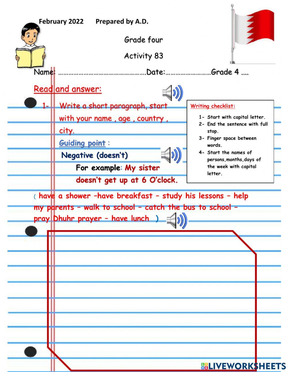 Write a paragraph 1868475 | Hasnaegy | Live Worksheets