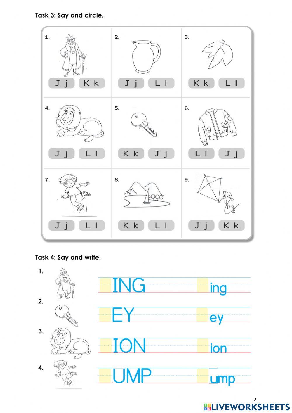 KB1-Letter J,K,L worksheet | Live Worksheets