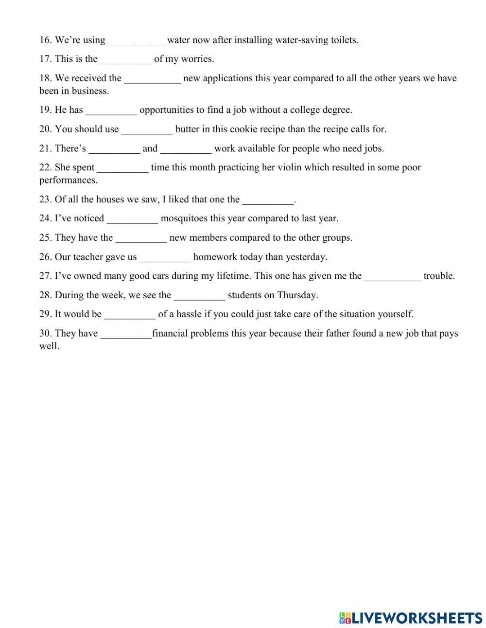 Comparatives Superlative (less-fewer-the Least-the Fewest), 48% OFF Comparatives Superlative (less-fewer-the Least-the Fewest), 48% OFF