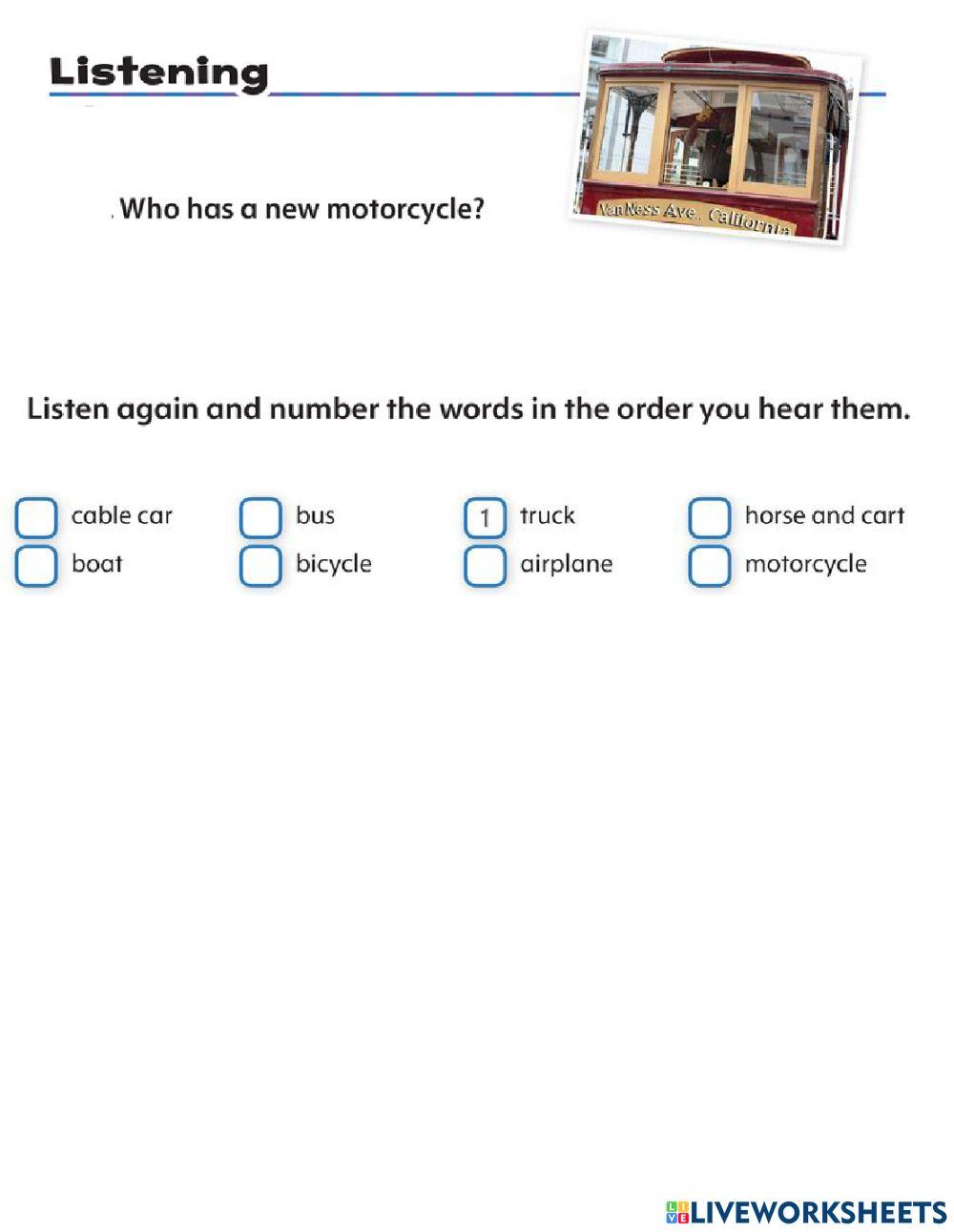 Listening Unit5 exercise | Live Worksheets