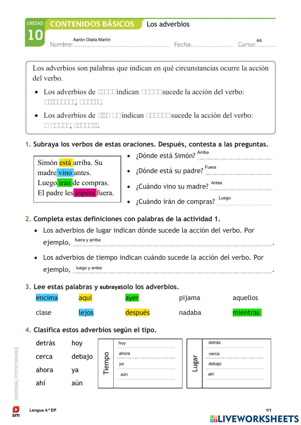 Adverbios online exercise for | Live Worksheets