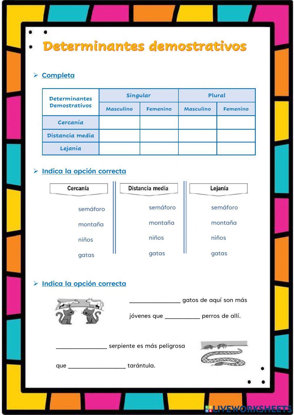 Los determinantes demostrativos online worksheet | Live Worksheets