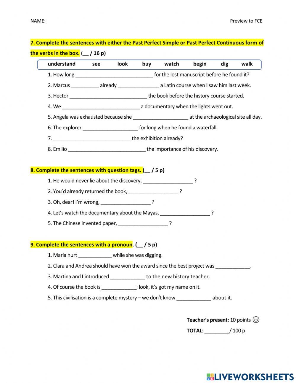 6832936 | Preview to FCE - Test Unit 3 and Unit 6 | Oana