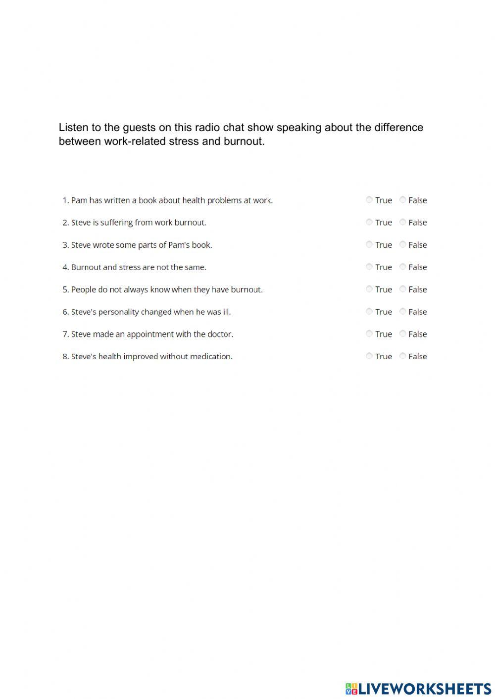 14.02.2021 burnout online exercise for | Live Worksheets