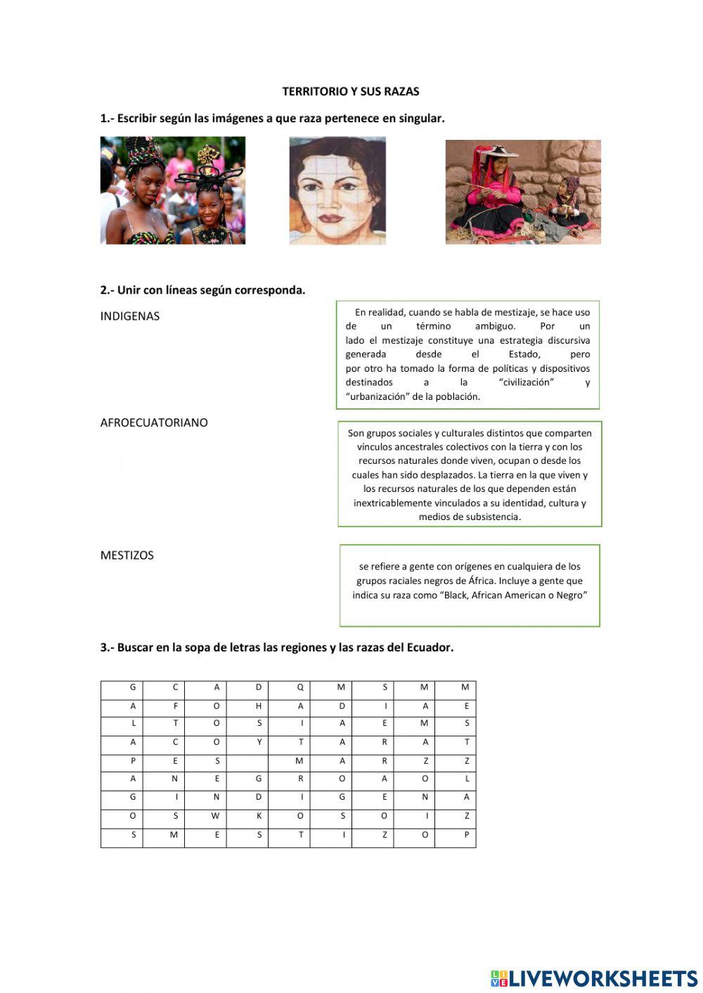 Razas del Ecuador 1869621 | BerthaTene | Live Worksheets