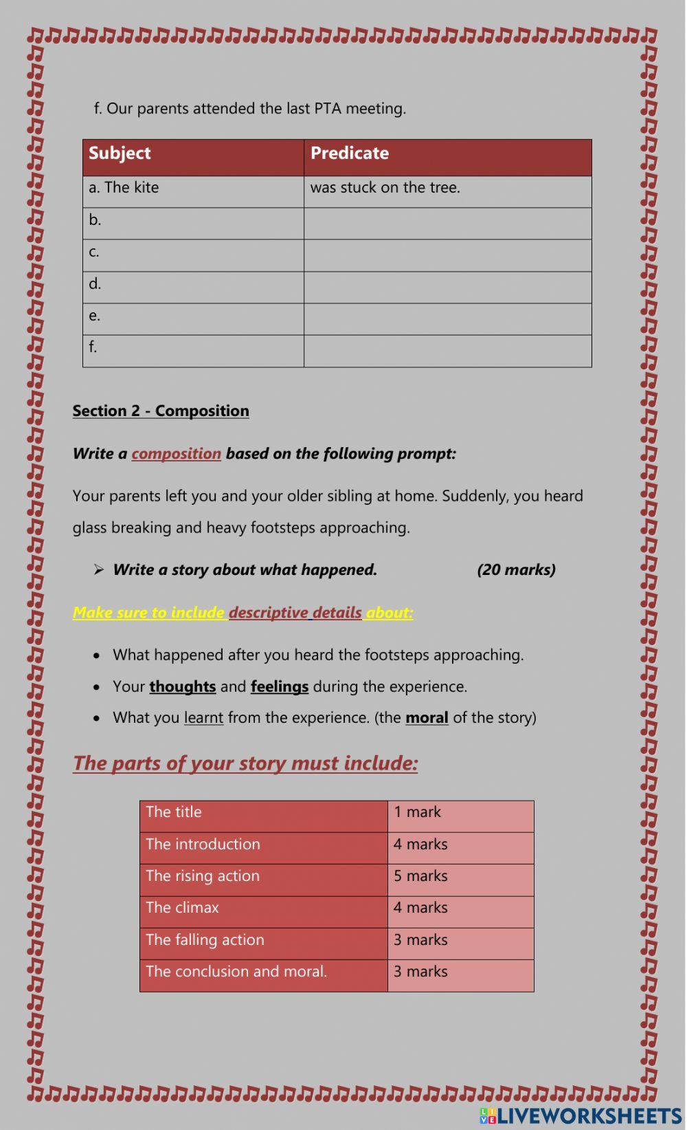 Creative Writing Week 7 Term 2 online exercise for | Live Worksheets