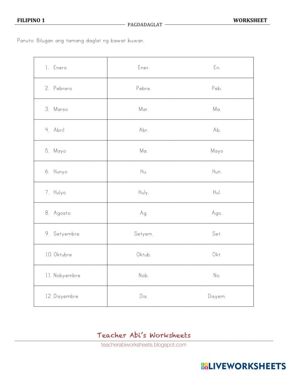Daglat | Free Interactive Worksheets | 5299201