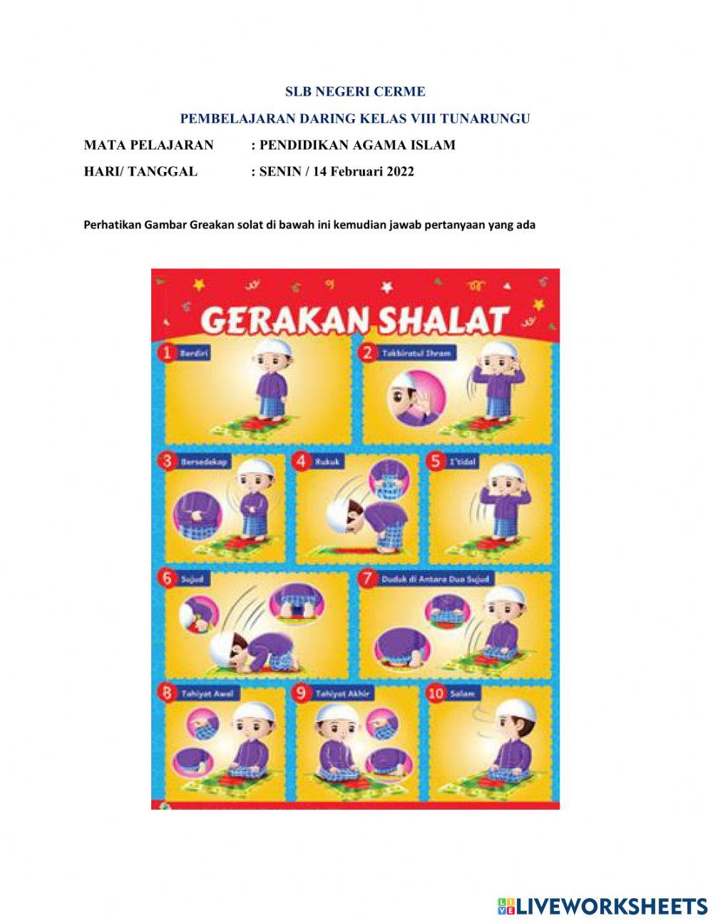 Gerakan solat worksheet | Live Worksheets