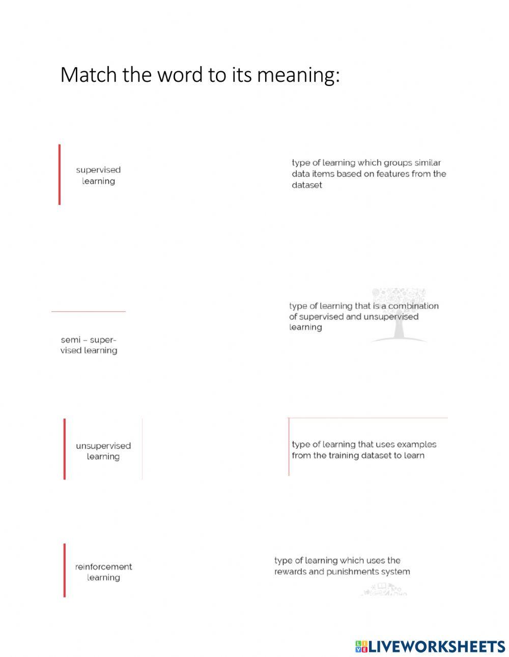 Machine Learning Vocab online exercise for | Live Worksheets