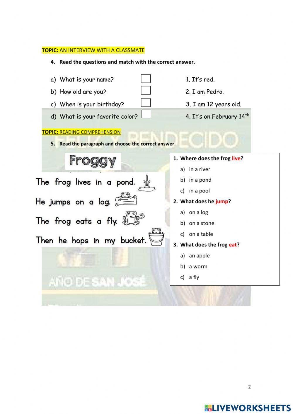 Review online exercise for 5 | Live Worksheets