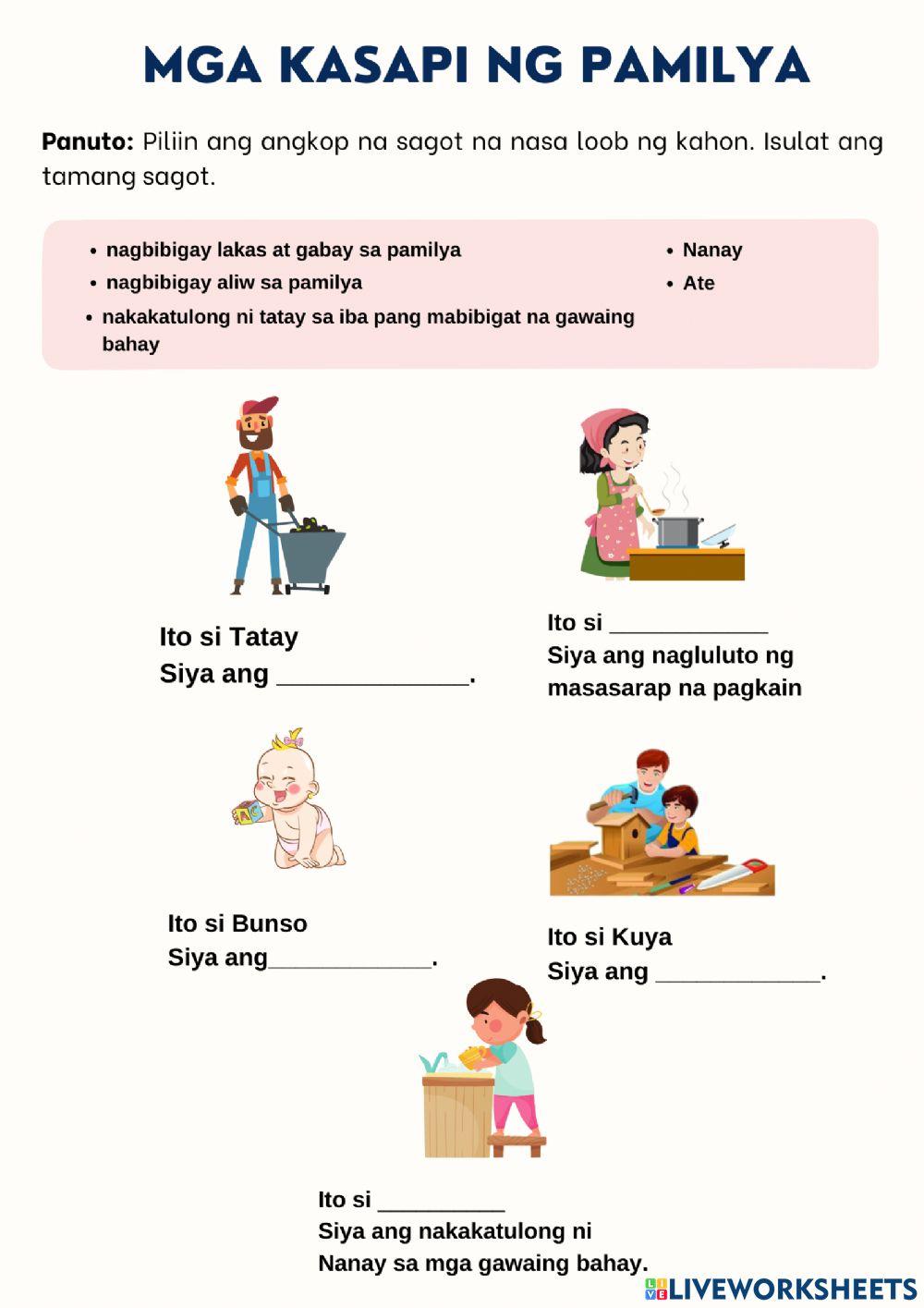 Mga Kasapi Ng Pamilya Exercise Live Worksheets - vrogue.co