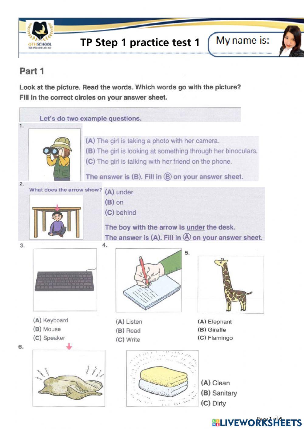 Teacher Jennifer TP S1 Practice test 1 worksheet | Live Worksheets