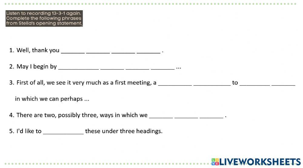 Listening Comprehension online exercise for Intermediate | Live Worksheets