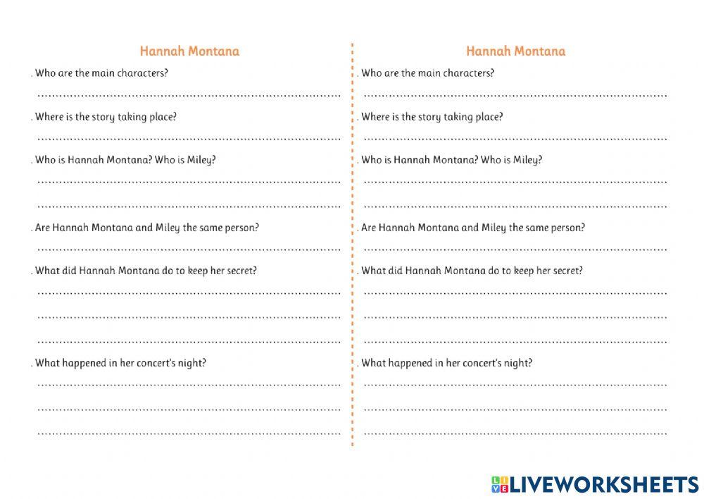 Hannah Montana online exercise for | Live Worksheets