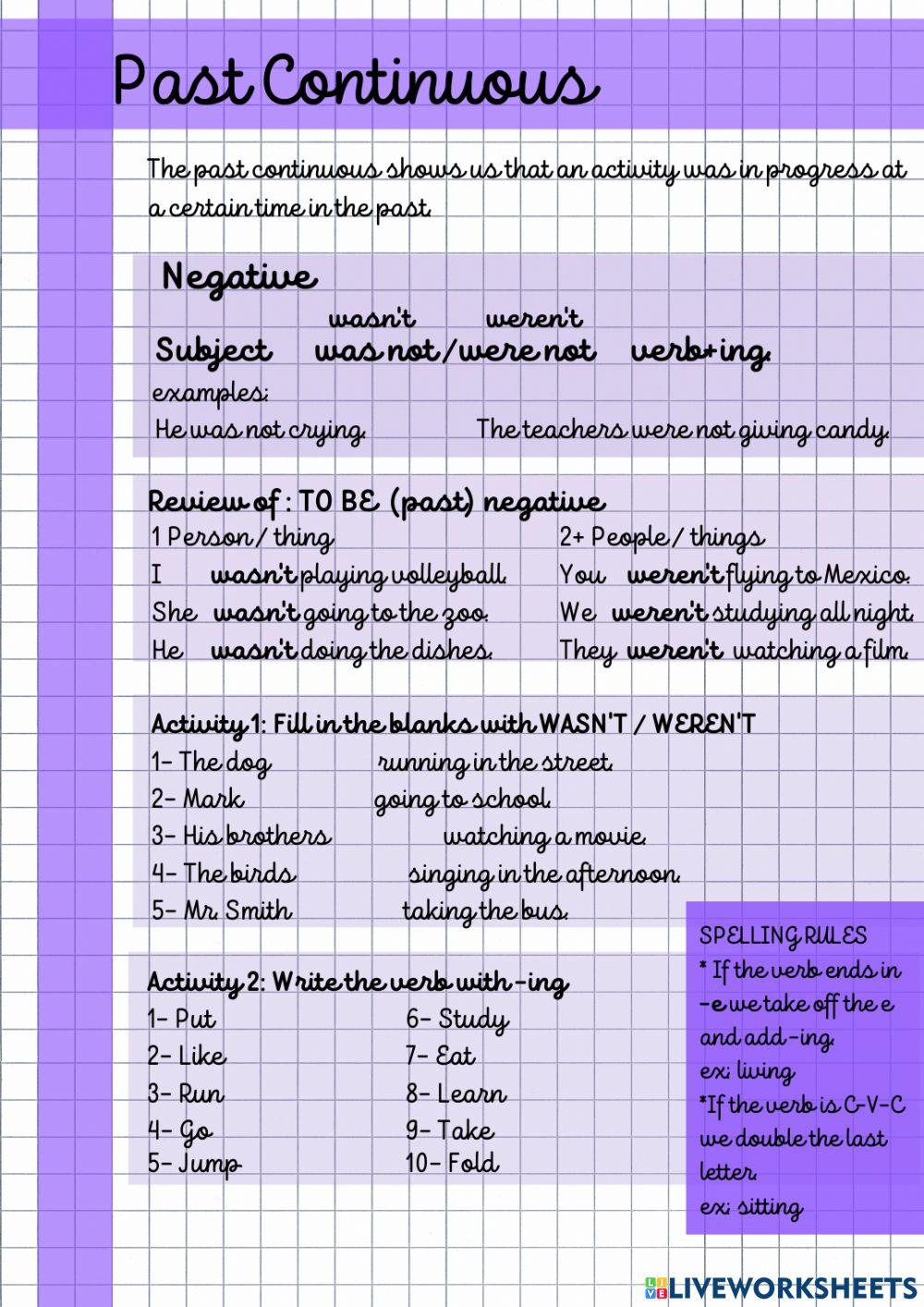 Past Continuous… | Free Interactive Worksheets | 1871294