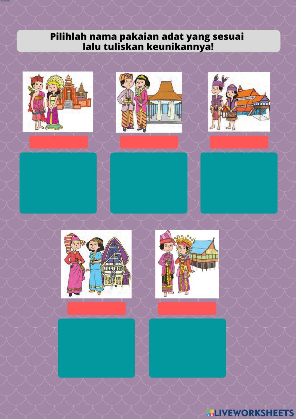 Keragaman Budaya Daerah Worksheet Live Worksheets