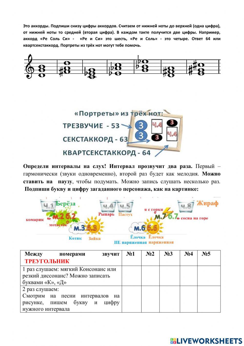 Урок сольфеджио online exercise for | Live Worksheets