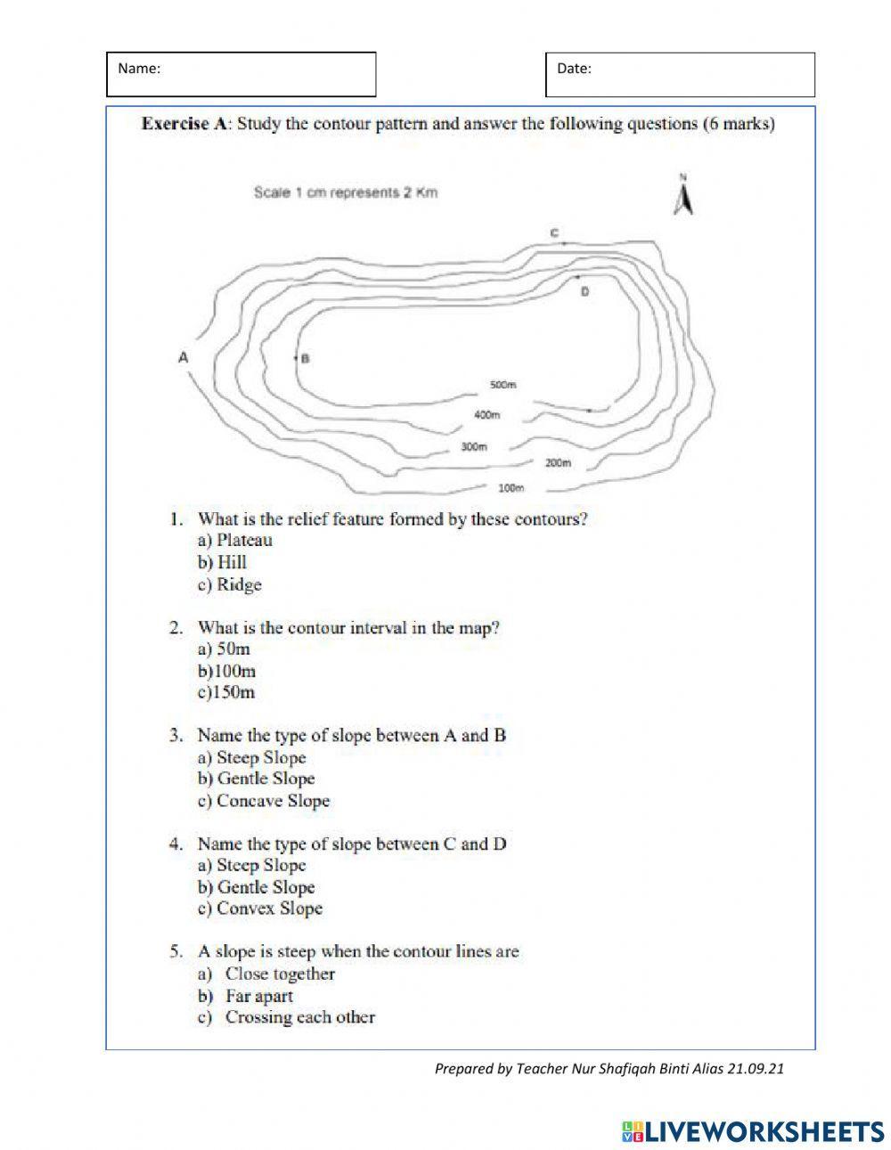 TEST ON RELIEF AND CONTOUR LINES 4169134 | shafiqahalias