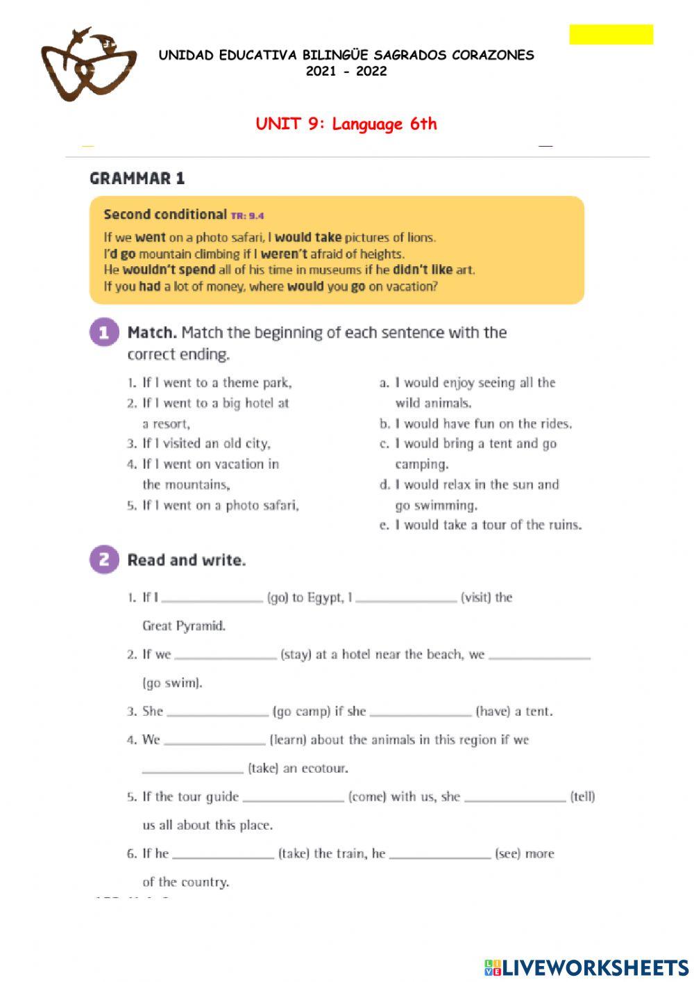 Language 6th Second Conditional worksheet | Live Worksheets
